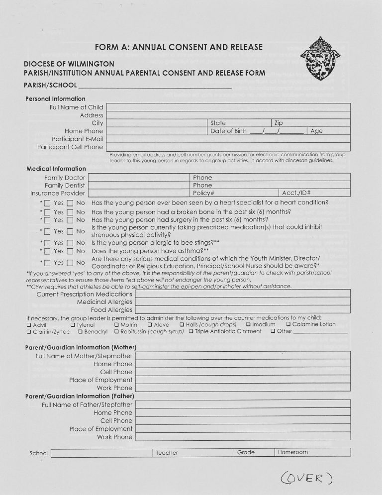 Religious Education Forms – Parish of St. Ann